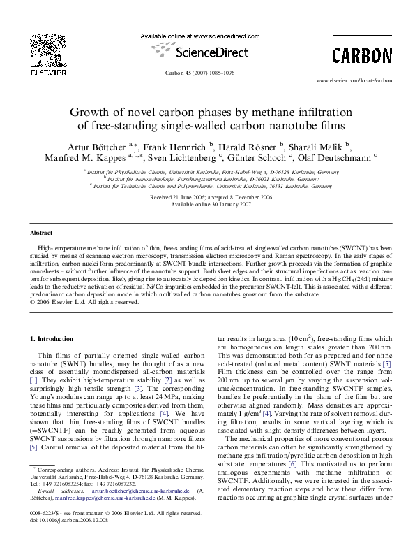 (PDF) Growth of novel carbon phases by methane infiltration of free ...