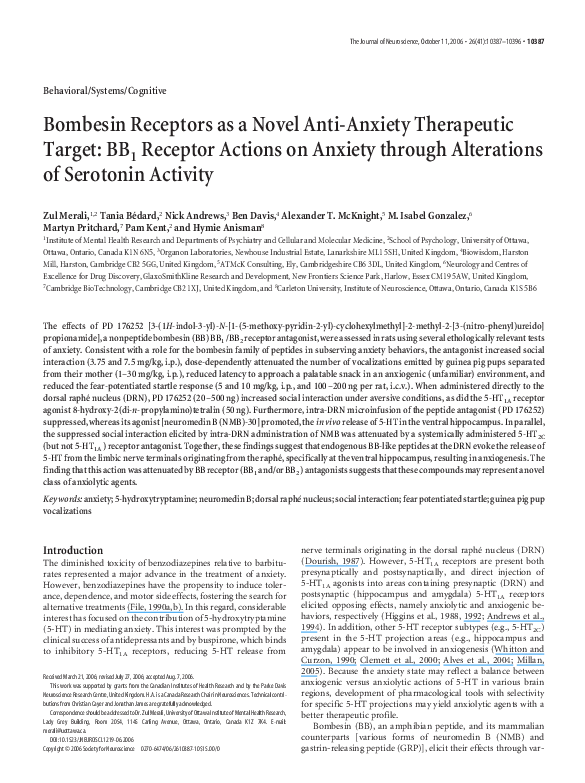 (PDF) Bombesin Receptors in the Brain | Robert Pinnock - Academia.edu