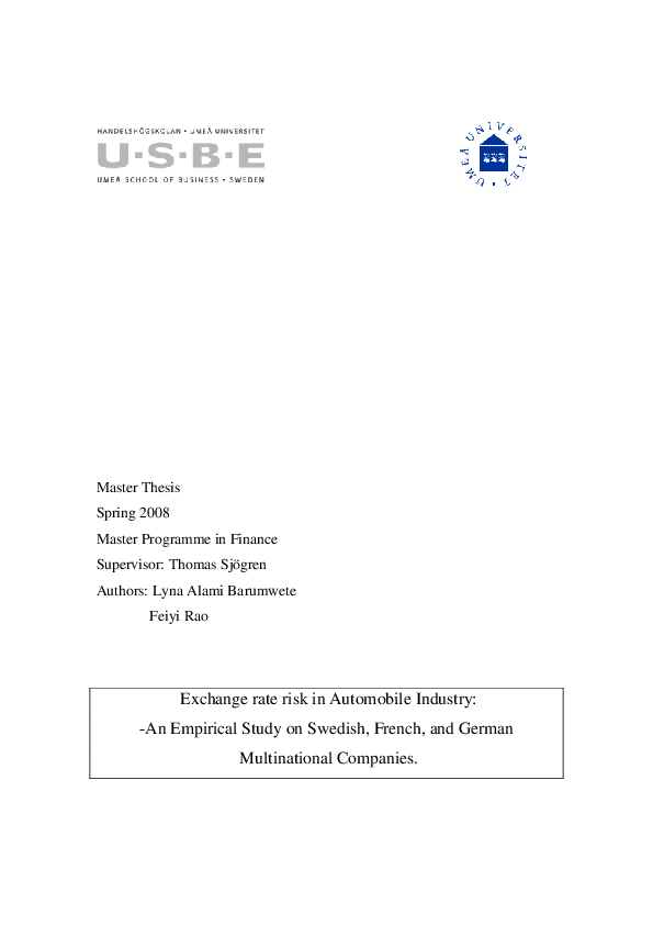(PDF) Exchange rate risk in Automobile Industry: -An Empirical Study on ...