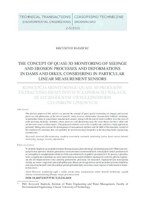 (PDF) The concept of quasi-3D monitoring of seepage and erosion processes and deformations in ...