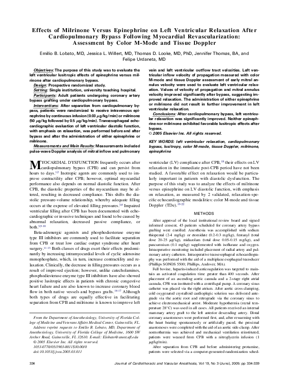(PDF) Effects of Milrinone Versus Epinephrine on Left Ventricular ...