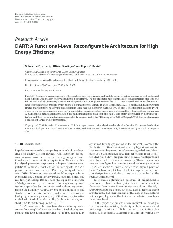 (PDF) DART: A Functional-Level Reconfigurable Architecture for High ...
