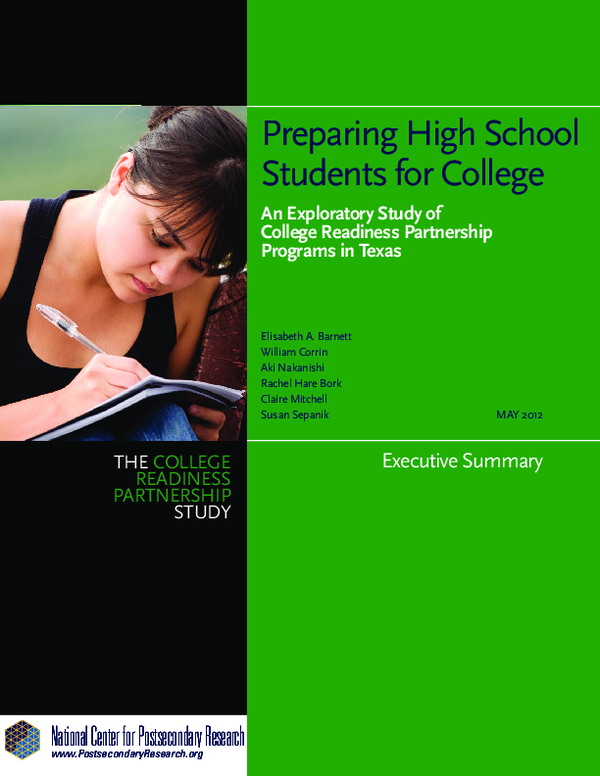 (PDF) Preparing High School Students for College: An Exploratory Study ...