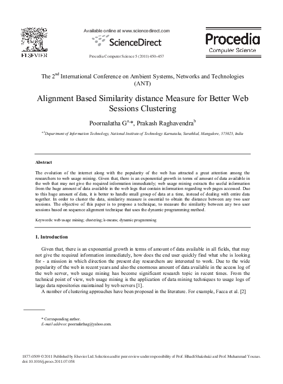 (PDF) Session Clustering via Sequence Alignment Measure