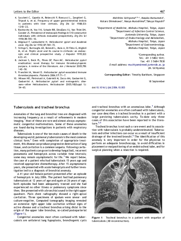 (PDF) Tuberculosis and tracheal bronchus