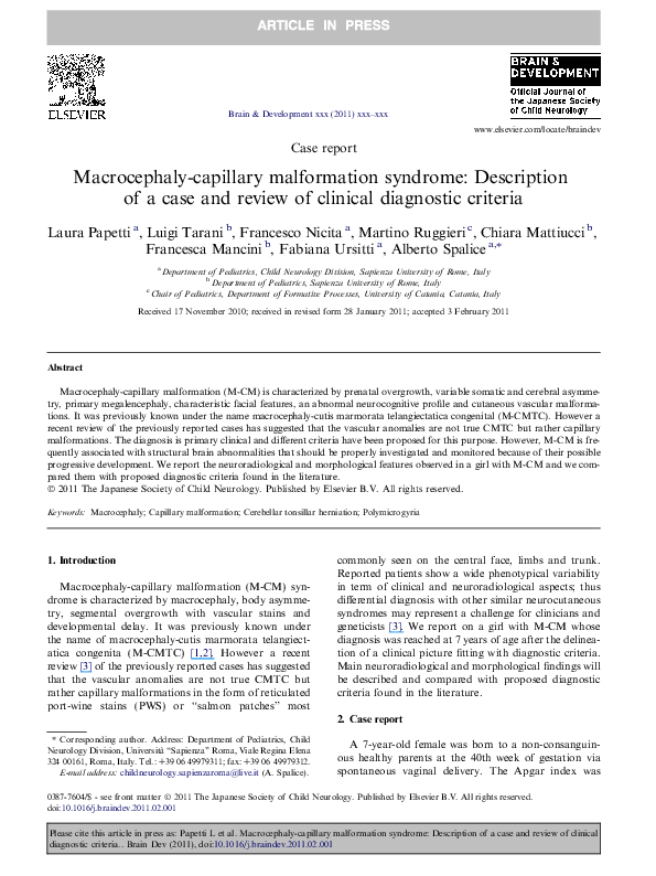 (PDF) Macrocephaly–capillary malformation syndrome: Three new cases