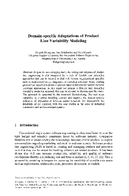 (PDF) Domain-specific Adaptations of Product Line Variability Modeling