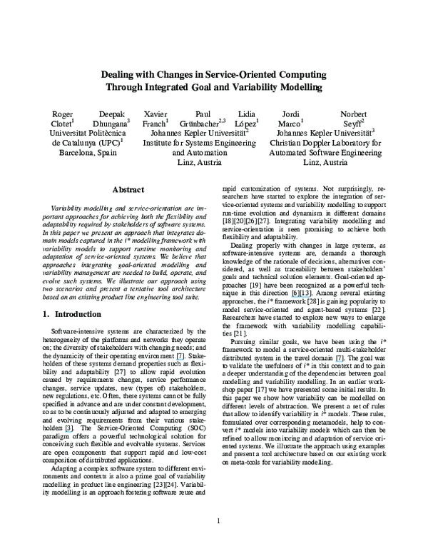 (PDF) Dealing with Changes in Service-Oriented Computing Through Integrated Goal and Variability ...