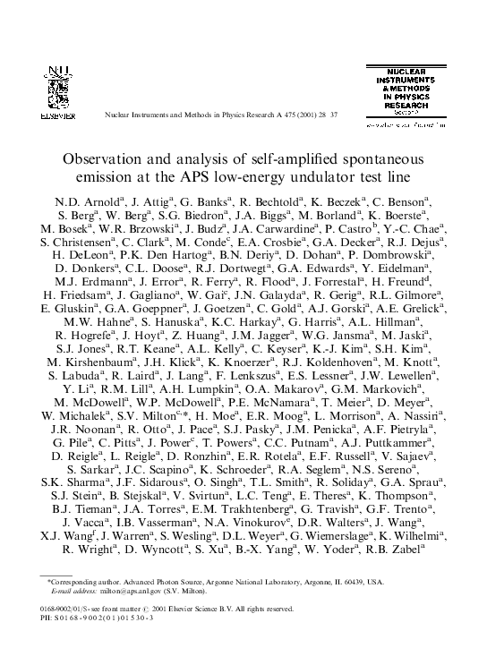Pdf Observation And Analysis Of Self Amplified Spontaneous Emission At The Aps Low Energy
