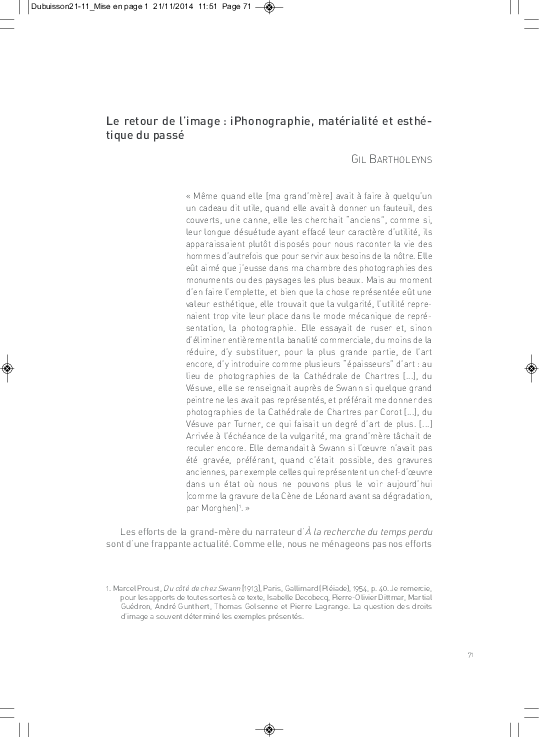 (PDF) Le retour de l'image: iPhonographie et esthétique du passé, in A ...