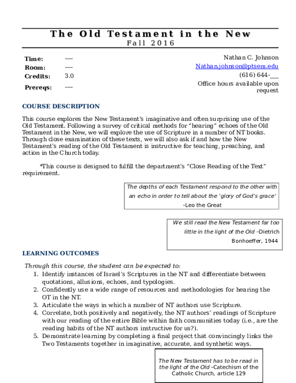 (DOC) The Old Testament in the New Syllabus