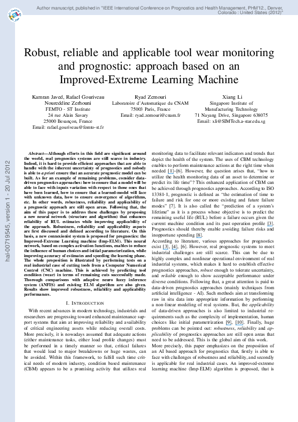 (PDF) Robust, reliable and applicable tool wear monitoring and ...