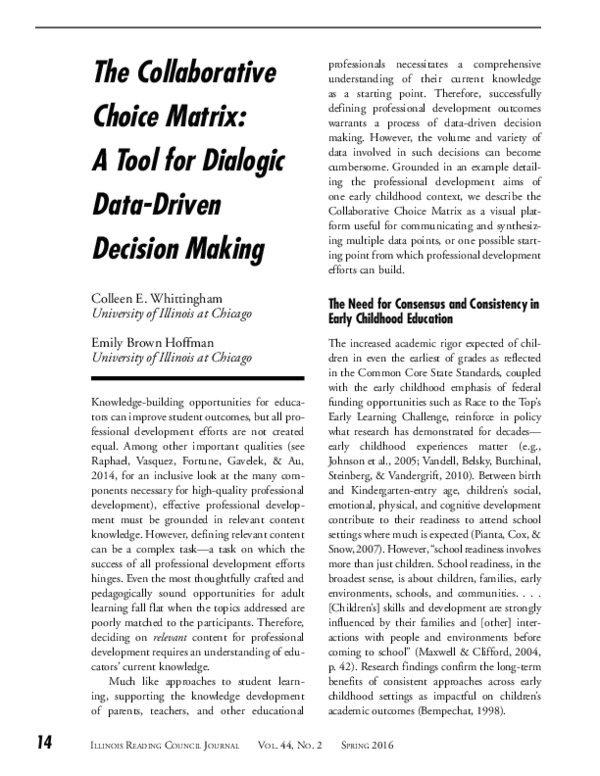 (PDF) The Collaborative Choice Matrix: A Tool for Dialogic Data-Driven ...