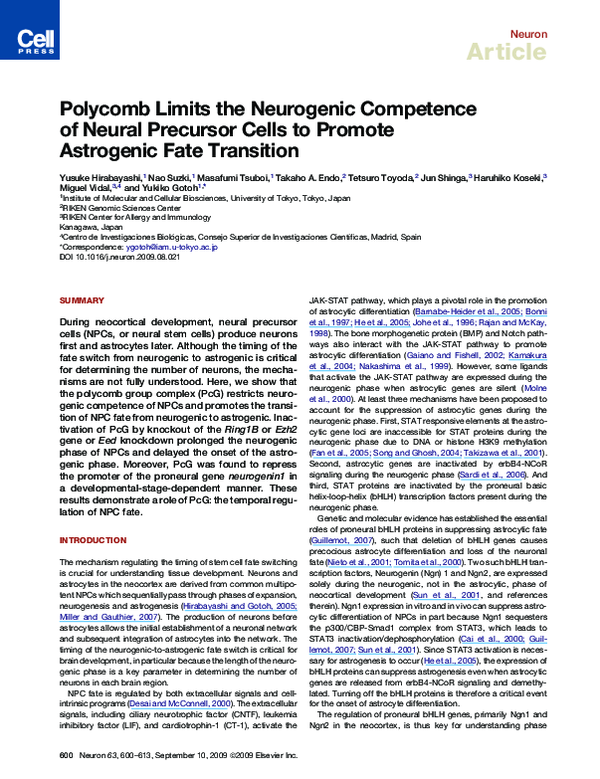 (PDF) Polycomb Limits the Neurogenic Competence of Neural Precursor ...