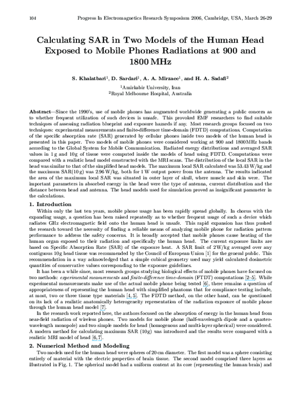 (PDF) Electric Field and SAR Distribution in the Vicinity of ...