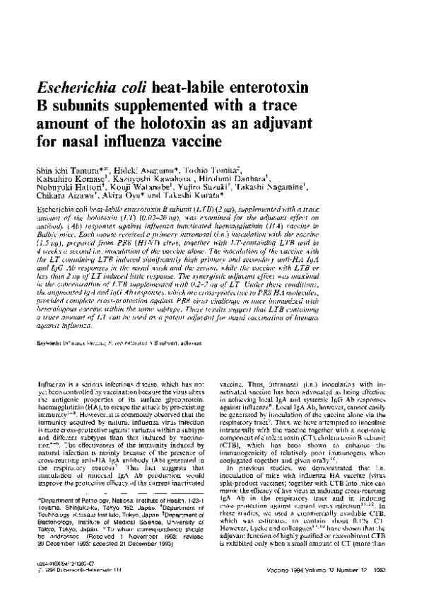 (PDF) Escherichia coli heat-labile enterotoxin B subunits supplemented ...