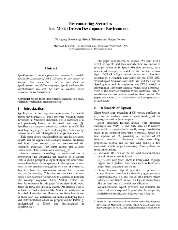 (PDF) Instrumenting scenarios in a model-driven development environment