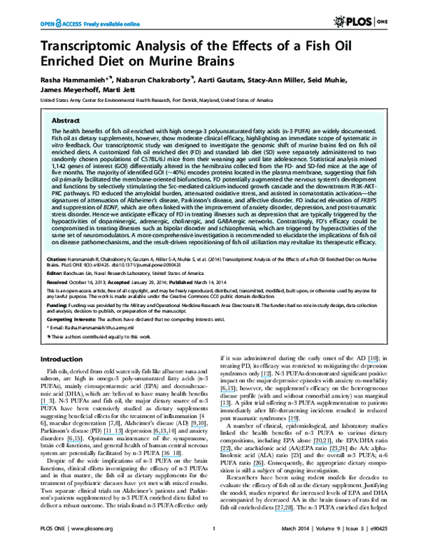 (PDF) Transcriptomic Analysis of the Effects of a Fish Oil Enriched ...