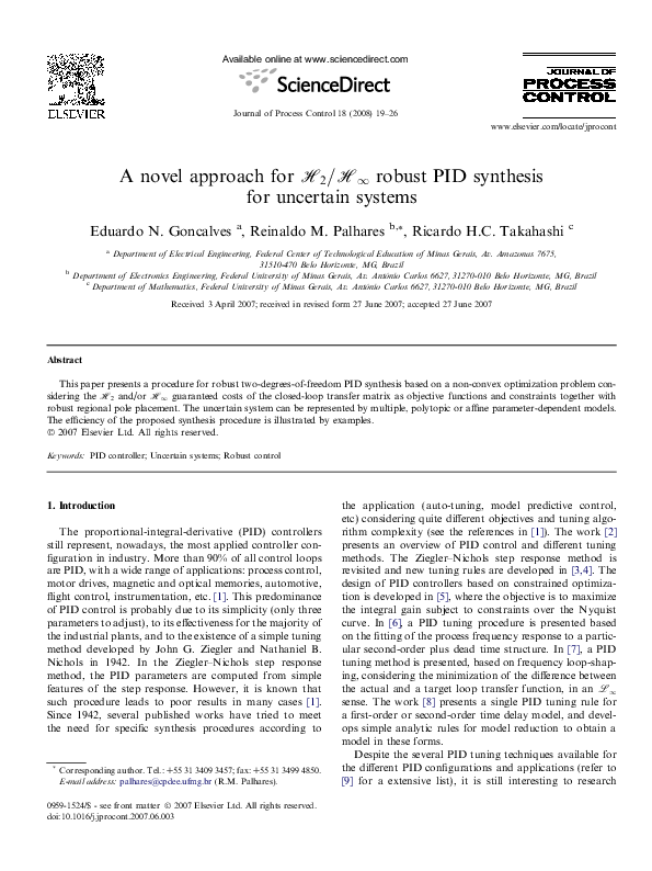 (PDF) A novel approach for H 2 / H ∞ robust PID synthesis for uncertain systems