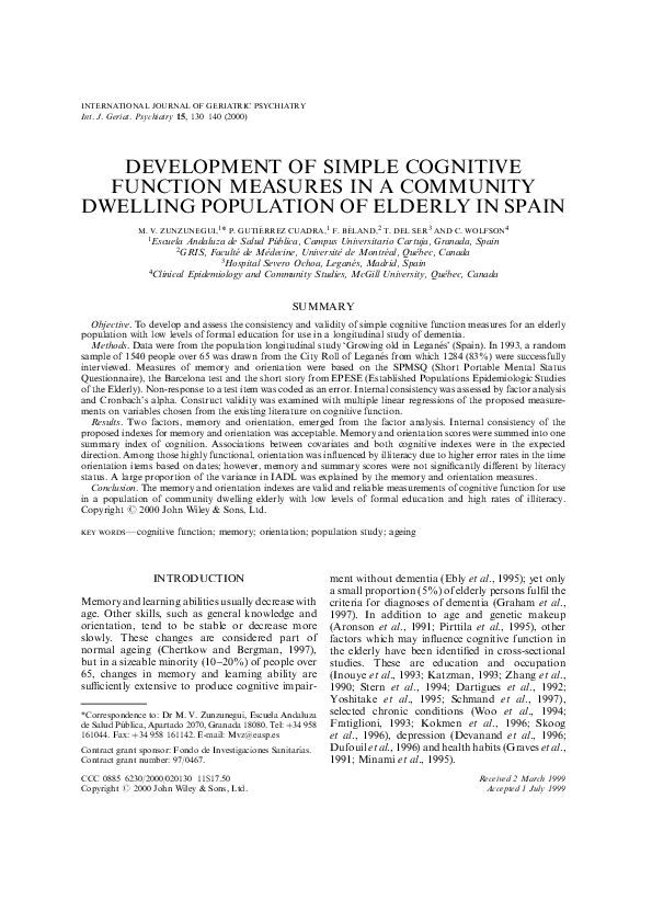 (PDF) The 37 item Version of the Mini-Mental State Examination: Normative Data in a Population ...
