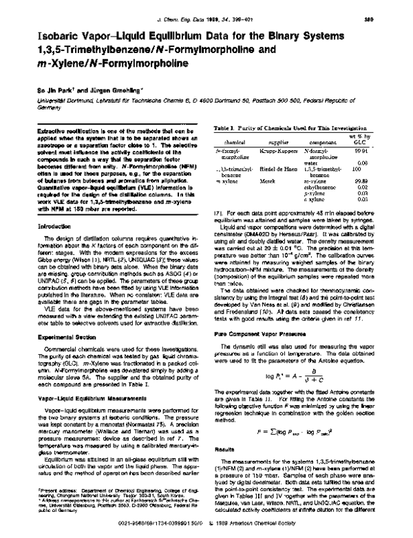 (PDF) Isobaric vapor-liquid equilibrium data for the binary systems 1,2-dimethoxyethane + alcohols