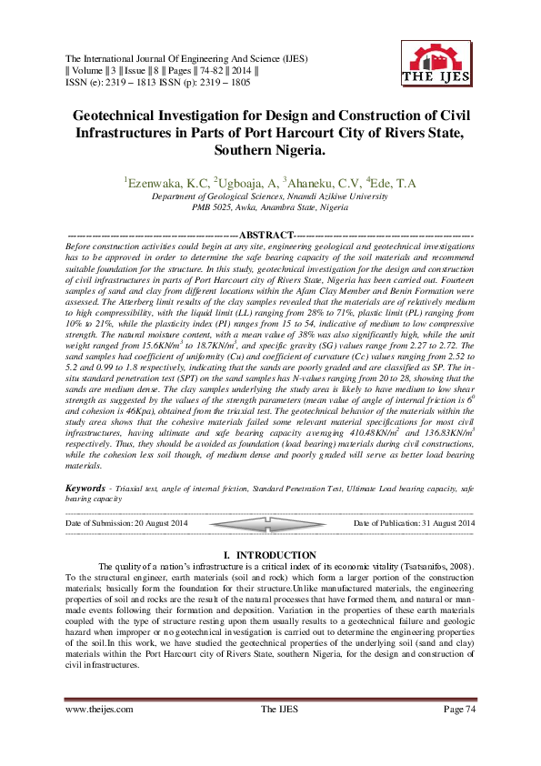 (PDF) Geotechnical Investigation for Design and Construction of Civil ...