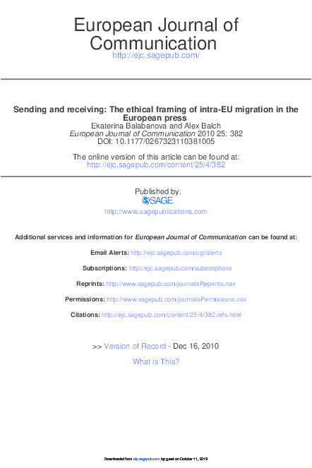 (PDF) Sending and receiving: The ethical framing of intra-EU migration ...
