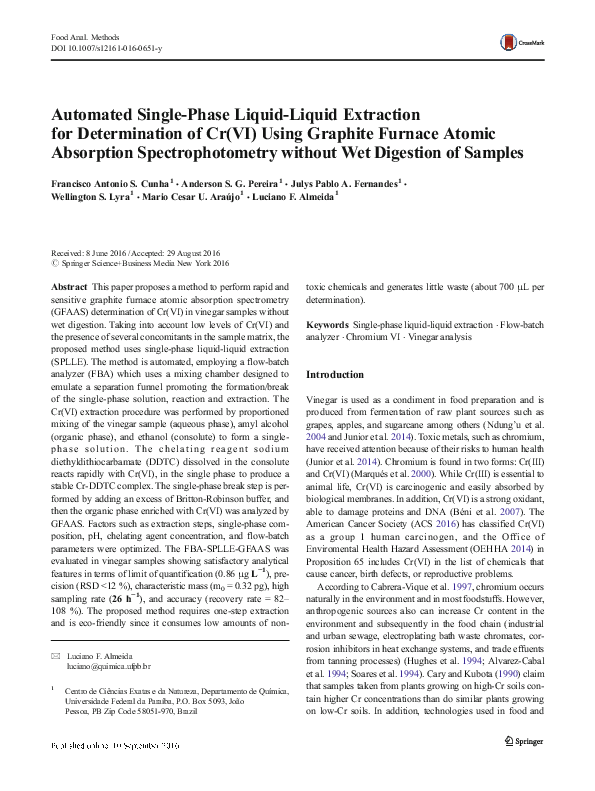 (PDF) Automated Single-Phase Liquid-Liquid Extraction for Determination ...