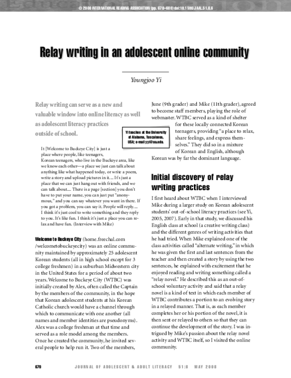 (PDF) Relay writing in an adolescent online community