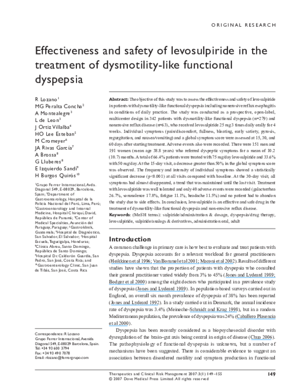 (PDF) Effectiveness and safety of levosulpiride in the treatment of dysmotility-like functional ...