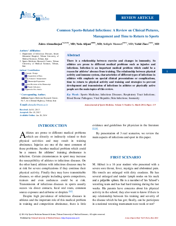 (PDF) Common Sports-Related Infections: A Review on Clinical Pictures ...