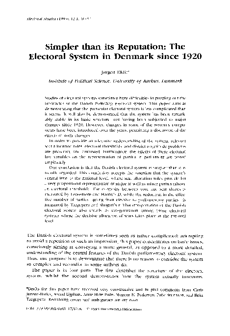 (PDF) Simpler than its reputation: The electoral system in Denmark ...