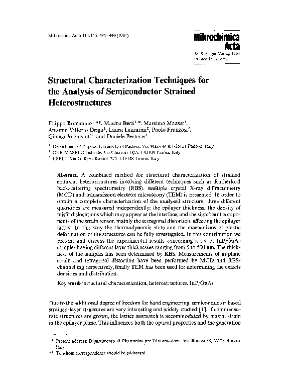(PDF) Structural characterization techniques for the analysis of ...
