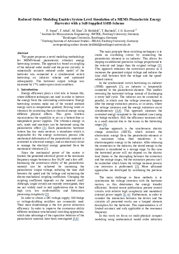 (PDF) Reduced order modeling enables system level simulation of a MEMS piezoelectric energy ...