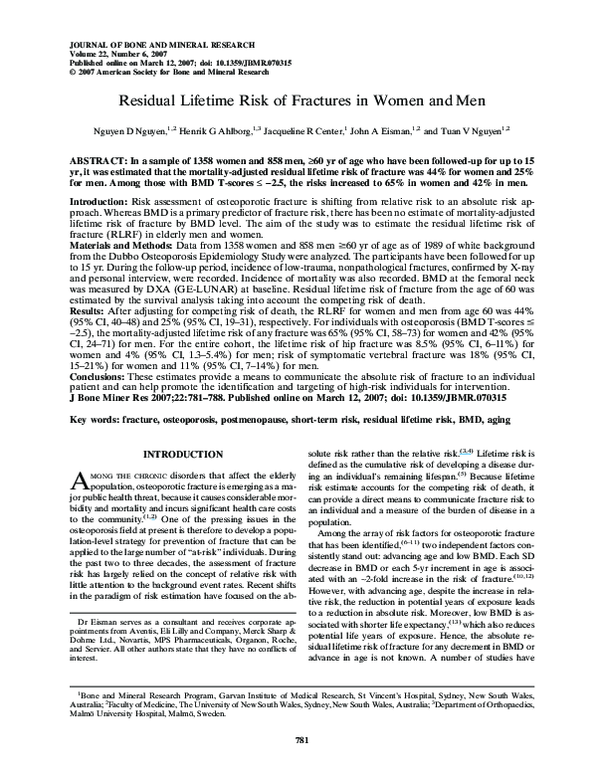 (PDF) Residual Lifetime Risk of Fractures in Women and Men