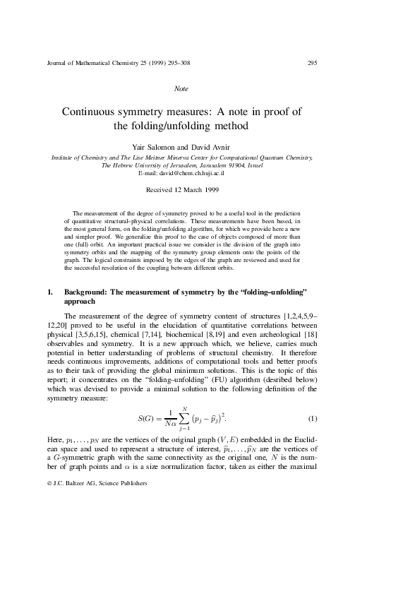 (PDF) Continuous symmetry measures: A note in proof of the folding ...
