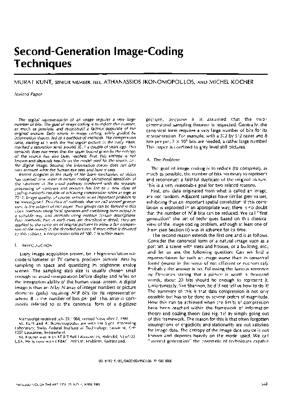 (PDF) Second-generation image-coding techniques