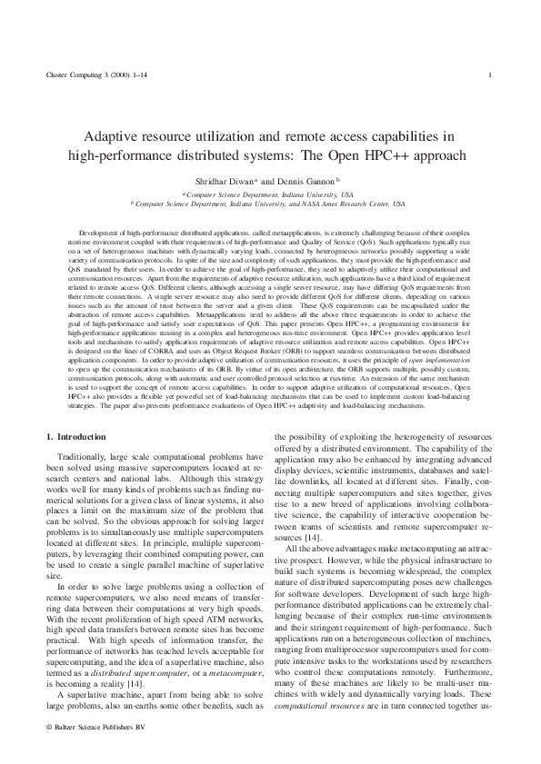 Pdf Adaptive Resource Utilization And Remote Access Capabilities In