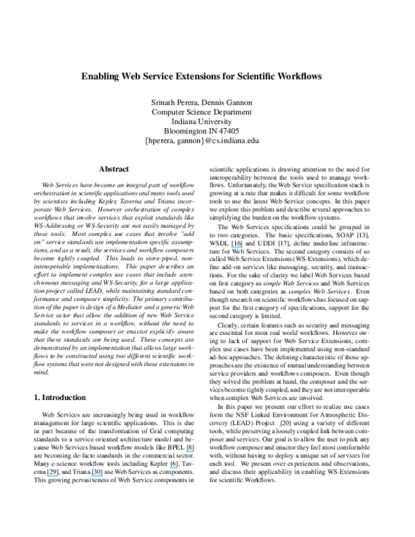 Pdf Enabling Web Service Extensions For Scientific Workflows