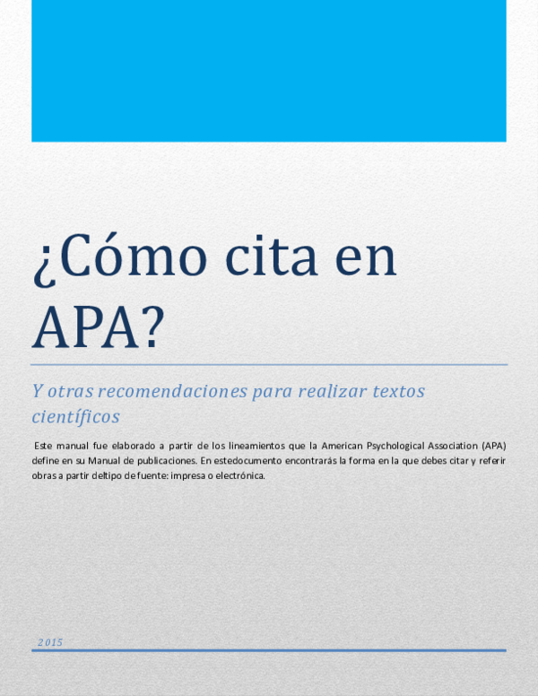 (PDF) Cómo citar APA