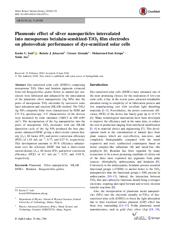 (PDF) Plasmonic effect of silver nanoparticles intercalated into ...
