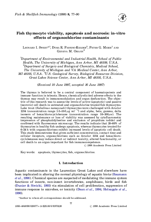 (PDF) Fish thymocyte viability, apoptosis and necrosis: in-vitro ...