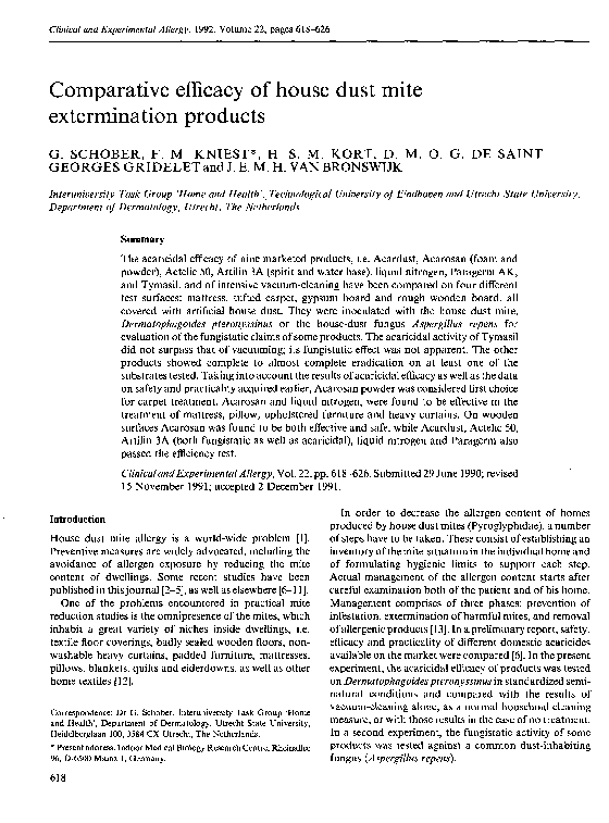(PDF) Comparative efficacy of house dust mite extermination products