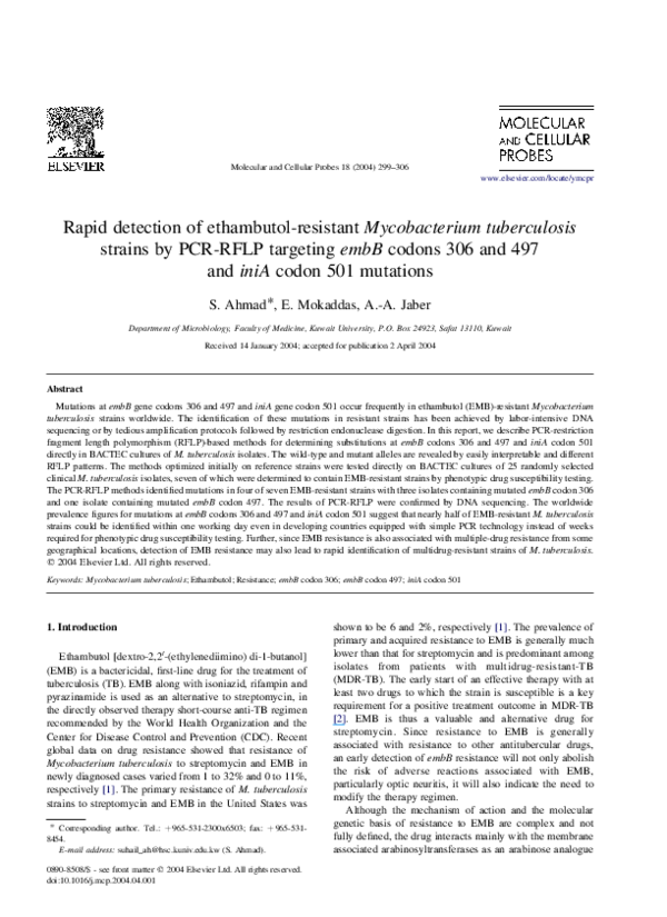 (PDF) Rapid detection of ethambutol-resistant Mycobacterium ...