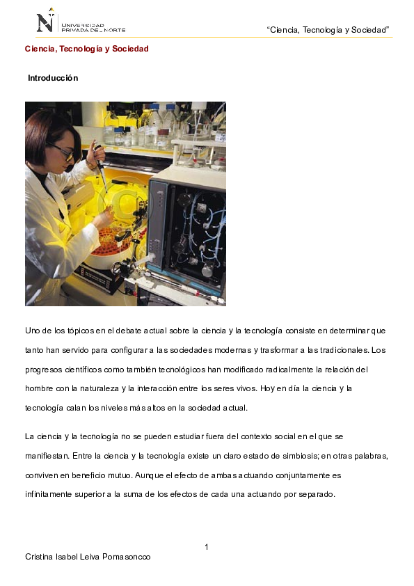 (DOC) Ciencia, Tecnología y Sociedad