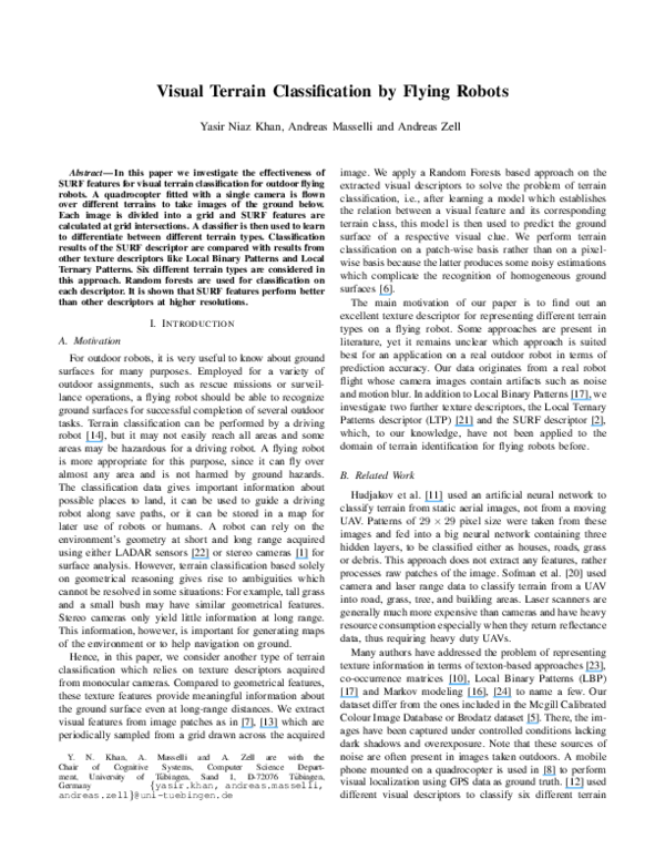 (PDF) Visual terrain classification by flying robots
