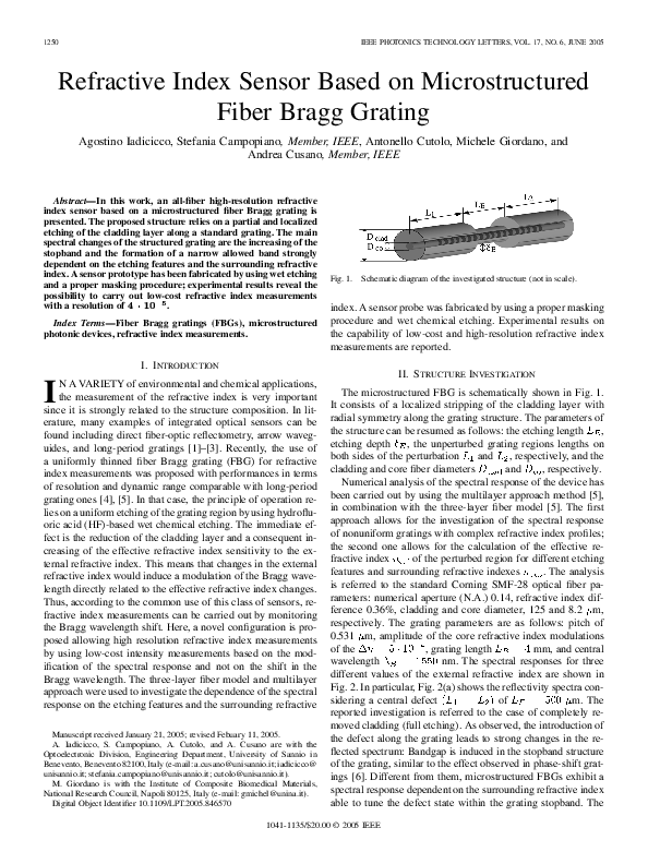 (PDF) Refractive index sensor based on microstructured fiber Bragg grating
