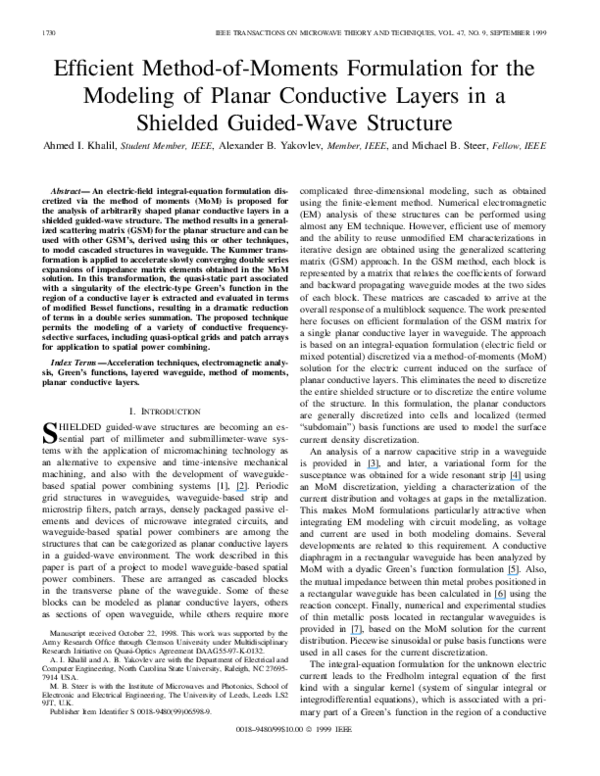 (PDF) Efficient method-of-moments formulation for the modeling of ...