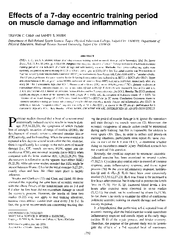 (PDF) Effects of a 7-day eccentric training period on muscle damage and ...