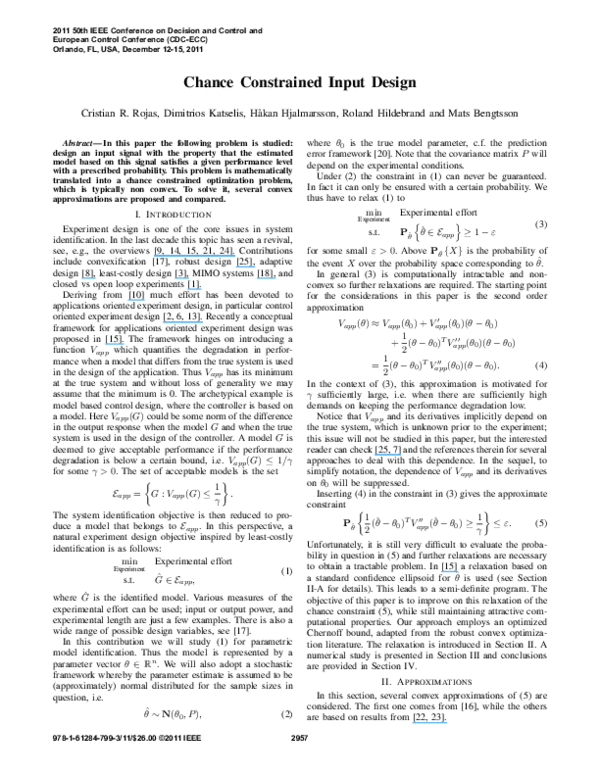 (PDF) Chance constrained input design